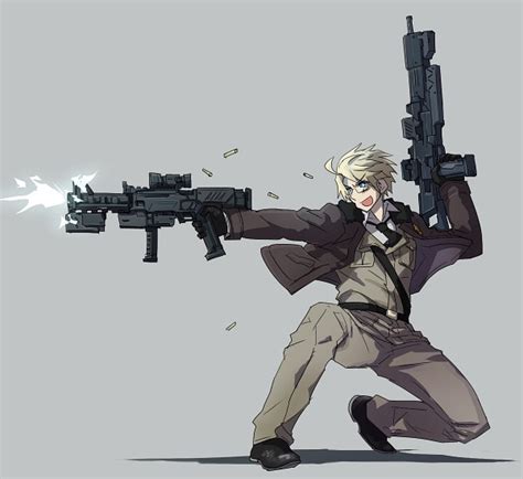Anime Male Poses With Guns