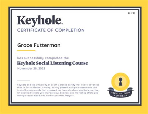 Grace Futterman On Linkedin The University Of South Carolina And Keyhole Certify That I Have