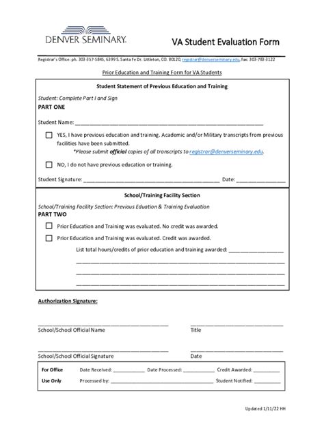 Fillable Online Va Student Evaluation Form Fax Email Print Pdffiller