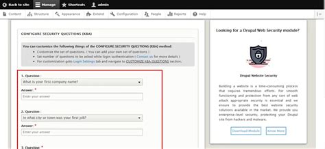 Kba For Drupal Drupal 2fa Guide To Setup Kba As 2fa Method Step