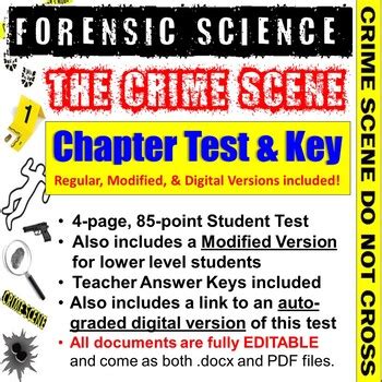 Forensic Science Crime Scene Test Key Regular Modified Digital Versions