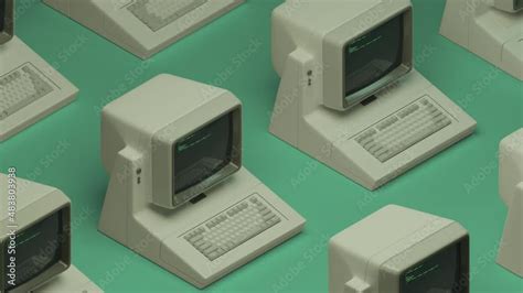 Old Pc Or Personal Computers With Keyboard Dynamic Motion Abstract 3d Render Pattern Source