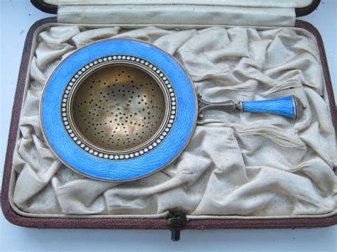 Birmingham 1906 Silver Enamel David Anderson Tea Strainer Tiffany And Co