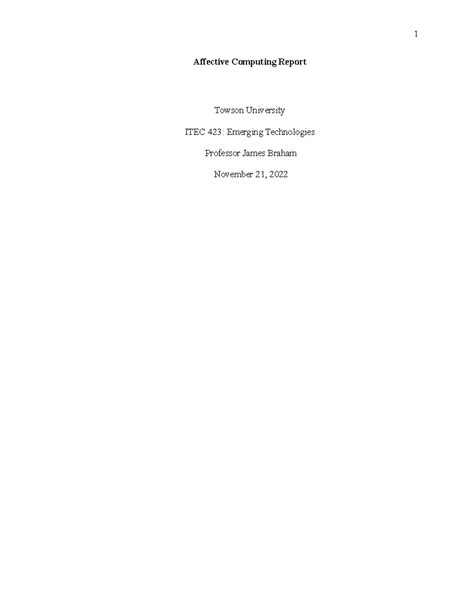 Affective Computing Essay Affective Computing Report Towson University Itec 423 Emerging