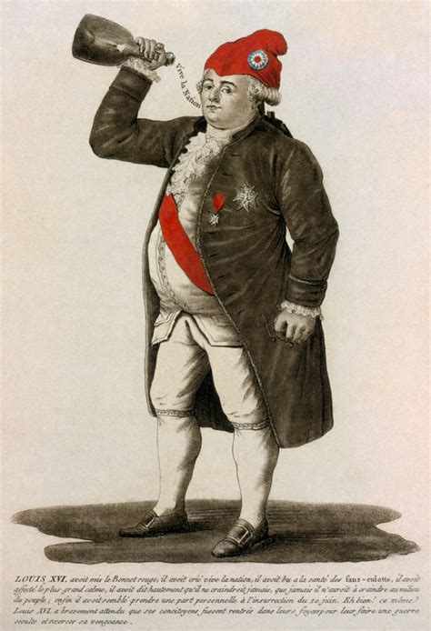 Tinted Etching Of Louis Xvi Of France 1792 With A Phrygian Cap