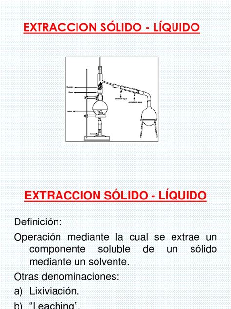 Exposicion Extracción Sólido Líquido Solubilidad Solvente