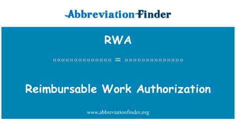 Rwa تعني إذن العمل القابلة للسداد Reimbursable Work Authorization