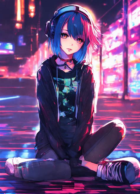 Lexica Glitched Attractive Anime Emo Girl