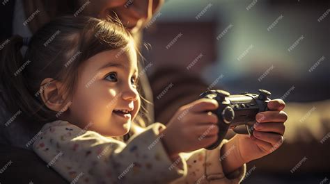 Premium Photo Dad Shows His Daughter How To Play Computer