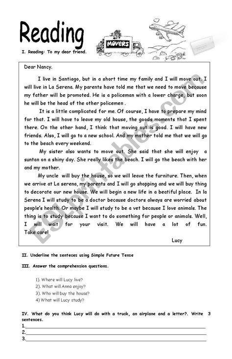 Reading Simple Future Esl Worksheet By Nenenenitainda