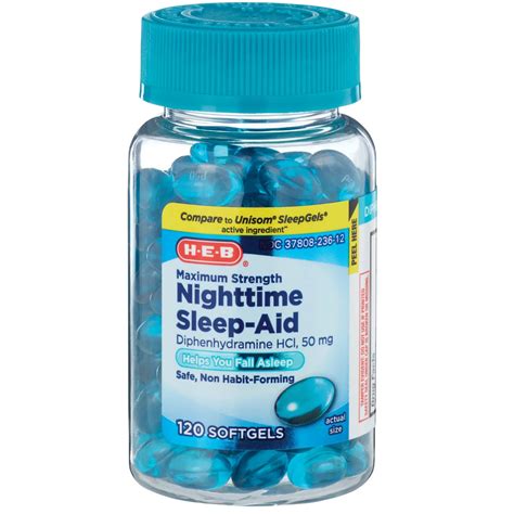 H E B Diphenhydramine Nighttime Sleep Aid Softgels 50 Mg Shop Sleep