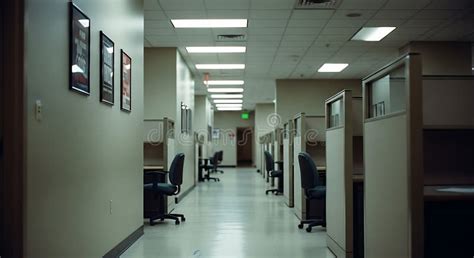 Ai Generated Empty Office Cubicle Hallway Interior Illustration Stock