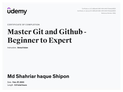 Successfully Completed The Course Master Git And Github Beginner To