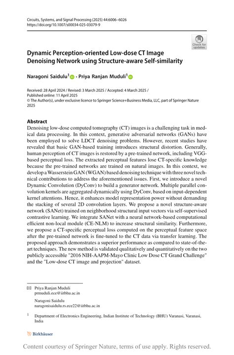 Dynamic Perception Oriented Low Dose Ct Image Denoising Network Using Structure Aware Self