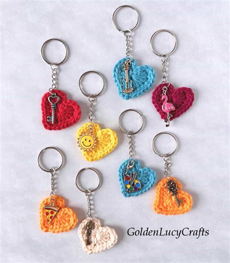 Heart Keychain Free Crochet Pattern Goldenlucycrafts