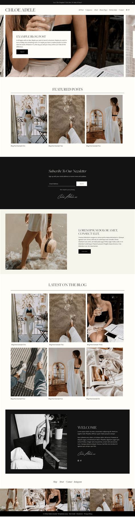Chloe Adele Template Candour Template Squarespace Templates