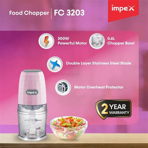 Impex Fc 3203 300w Food Chopper And Grinder With Safety Switch Double
