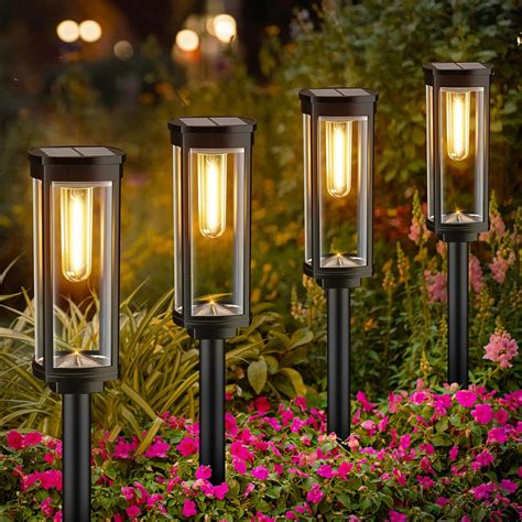 Bitpott Bright Solar Pathway Lights Outdoor 8 Pack Solar Powered