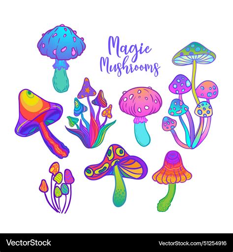 Psychedelic Magic Mushrooms Royalty Free Vector Image