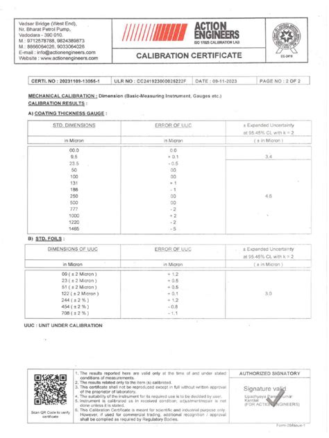 Coating Gauge Calibration Report Pdf