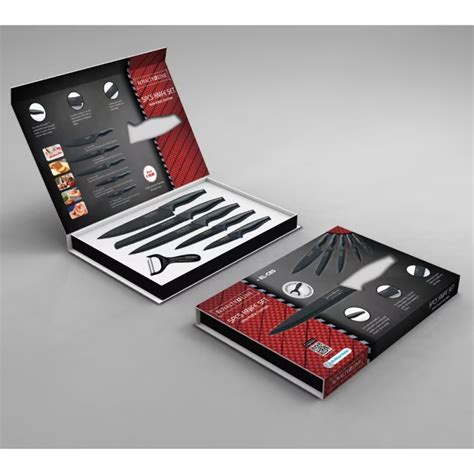 Комплект ножове с белачка Royalty Line Rl Cb5 6 части Антибактериално покритие Незалепващо