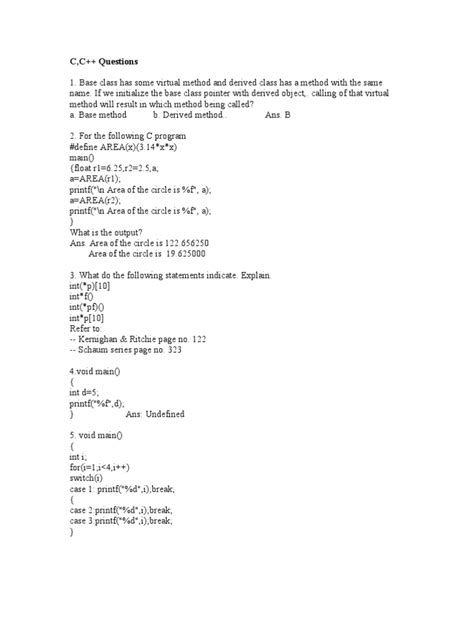 C C Questions Download Free Pdf Class Computer Programming