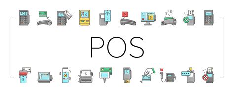Pos Terminal Device Collection Icons Set Vector 18995384 Vector Art At