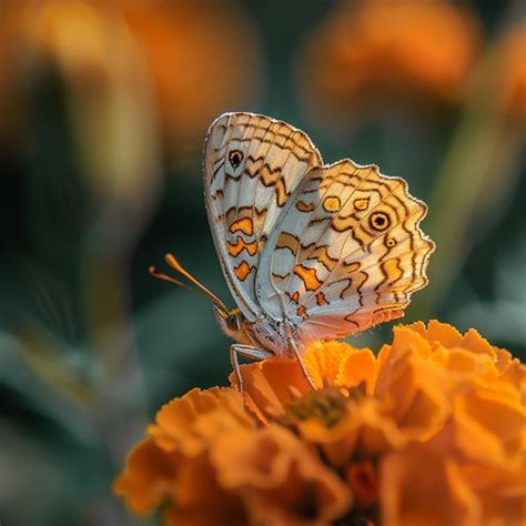 Free Butterfly On Marigold Image Butterfly Marigold Orange
