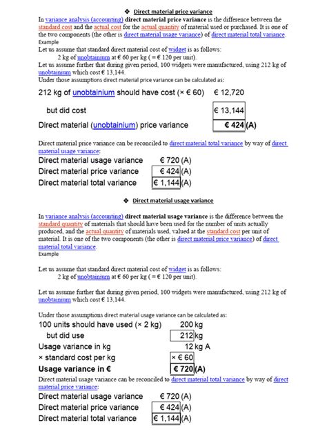 Direct Material Price Variance Pdf Variance Prices