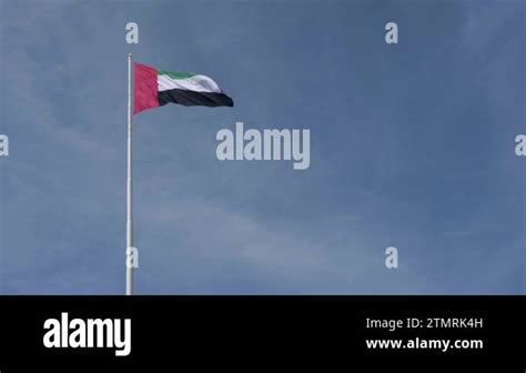 Flag On The Uae Flagpole In Abu Dhabi Giant Flag Tallest Flagpole In The World Stock Video