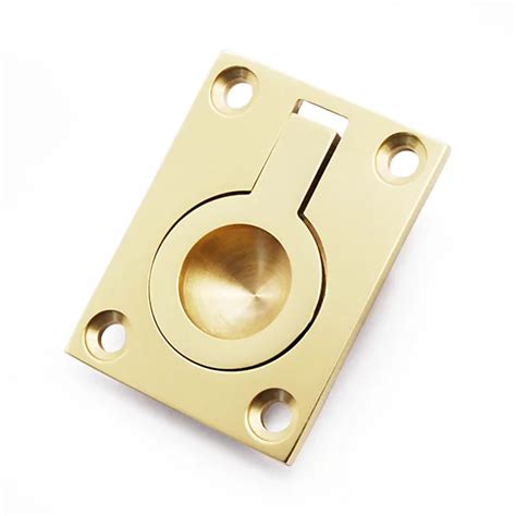 Afit Polished Brass Flush Ring Cabinet Door Pull 50 X 38mm
