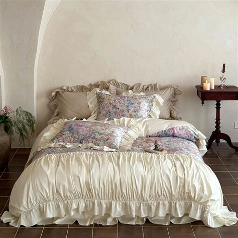 Vintage French Cottage Floral Garden 50s Long Staple Cotton Duvet Cover