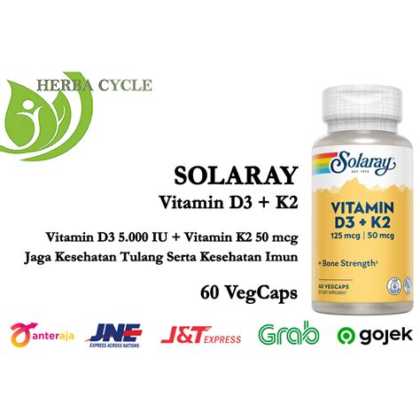 Jual Solaray Vit D3 5000 Iu K2 50 Solaray Vitamin D3 K2 60 Vegcap Ori