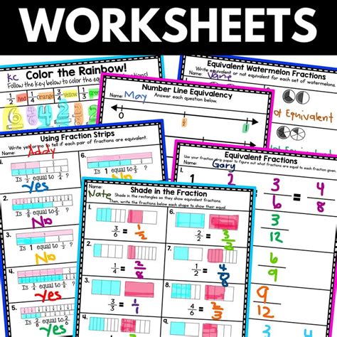 3rd Grade Equivalent Fractions Worksheets Math Unit
