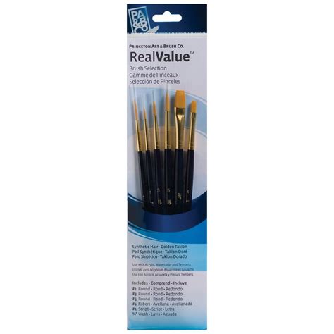 Princeton Real Value Brush Set Synthetic Hair Golden Taklon Art
