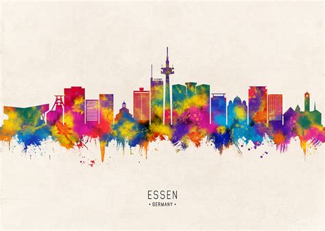 Essen Germany Skyline Beige By Towseef Dar Wall Art