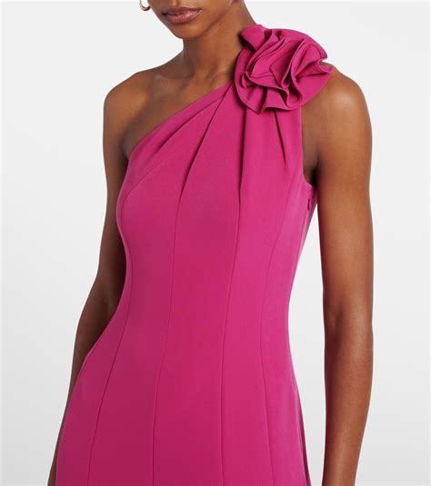 Floral Appliqué One Shoulder Cocktail Dress In Pink Roland Mouret