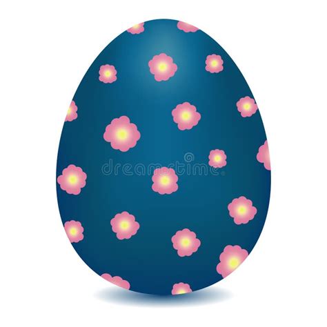 Blue Easter Egg Egg Colored In Pink Flowers Colorful Easter Egg Stock Vector Illustration Of