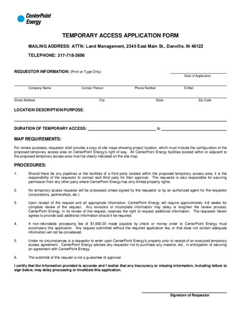 Fillable Online Temporary Access Application Form Fax Email Print