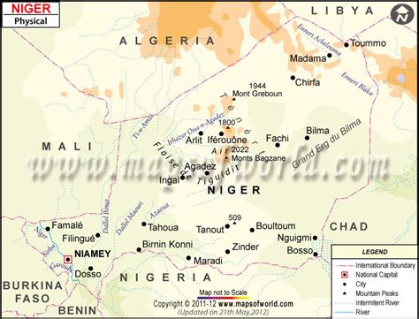 Niger Physical Map Physical Map Of Niger