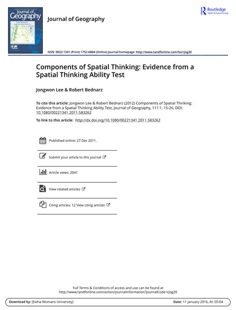 Pdf Components Of Spatial Thinking Evidence From A Spatial Thinking