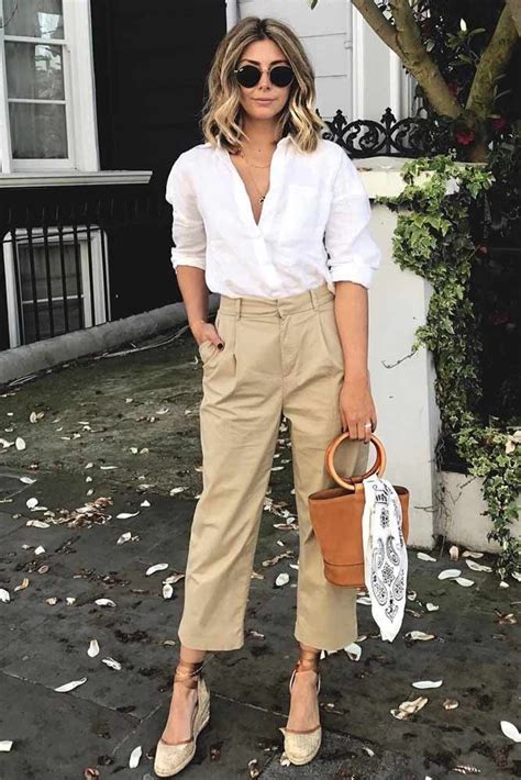 White Collar Shirt Womens Outfit