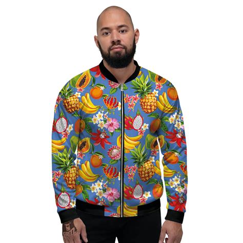 Fruits Aloha Tropical Print Pattern Mens Bomber Jacket