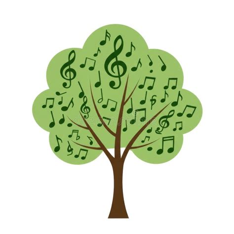 Green Tree With Musical Notes Illustration Stock Illustration
