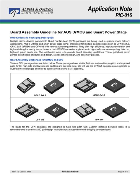 An 016 Board Assembly Guideline For Aos Drmos And Smart Power Stage