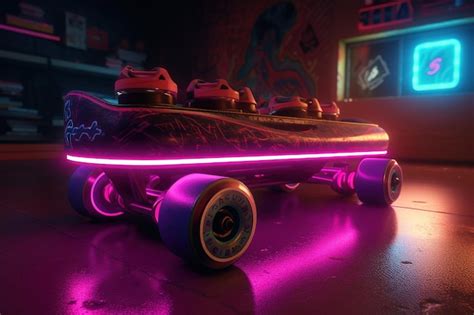 Premium Ai Image A Skateboard That Emits A Glowing Glow When Ridden