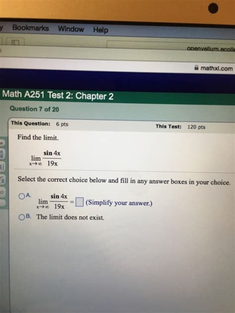 Solved Find The Limit Select The Correct Choice Below And