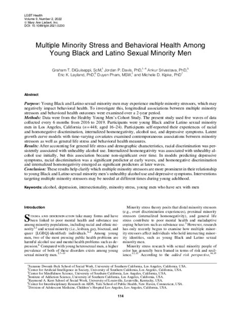 Pdf Multiple Minority Stress And Behavioral Health Among Young Black