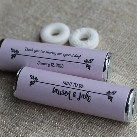 Wedding Favors Wrapped Mint Rolls With Personalized Label Mint To Be