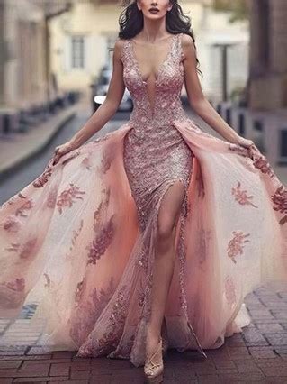 Satin Scoop Neck A Line Sweep Train Lace Prom Dress Millybridal